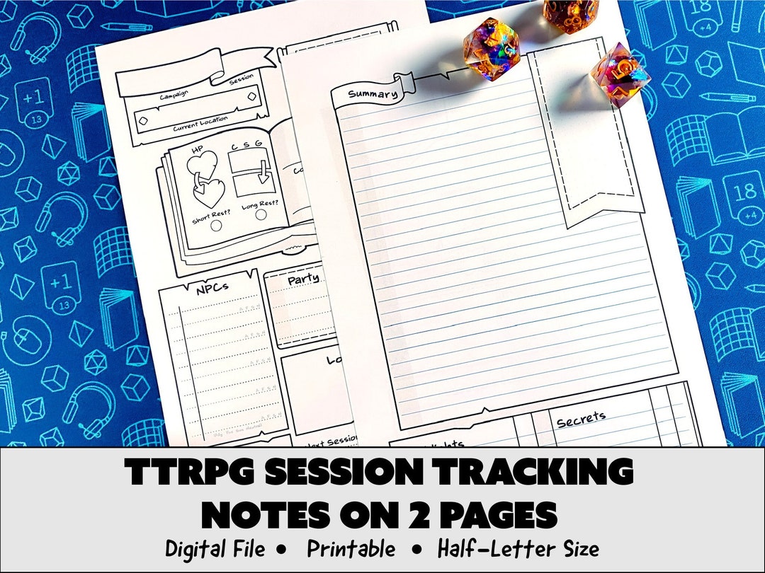 TTRPG Session Tracker: Rough Edge Notes (printable Half Letter) - Etsy