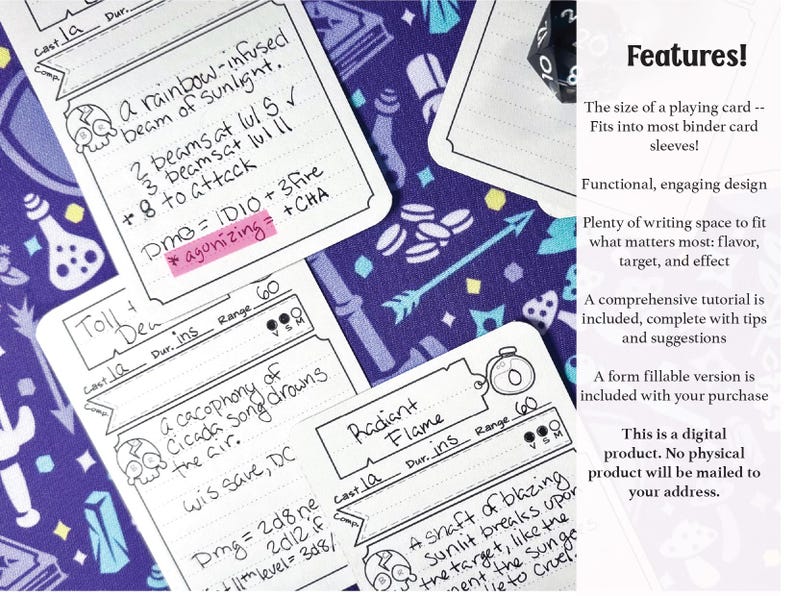 TTRPG Spell Cards: Compatible With D&d5e, Printable Half-letter/junior ...