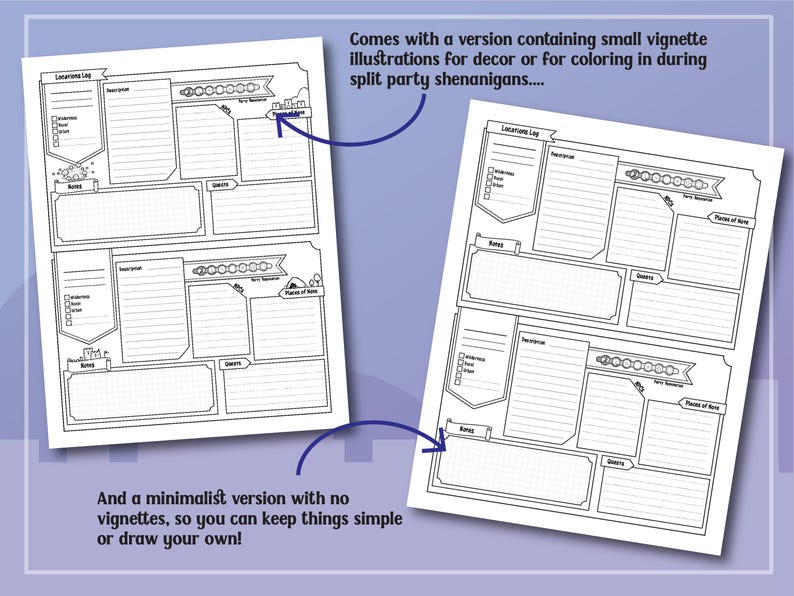 TTRPG Locations Log: Printable Letter Size Template for Players - Etsy