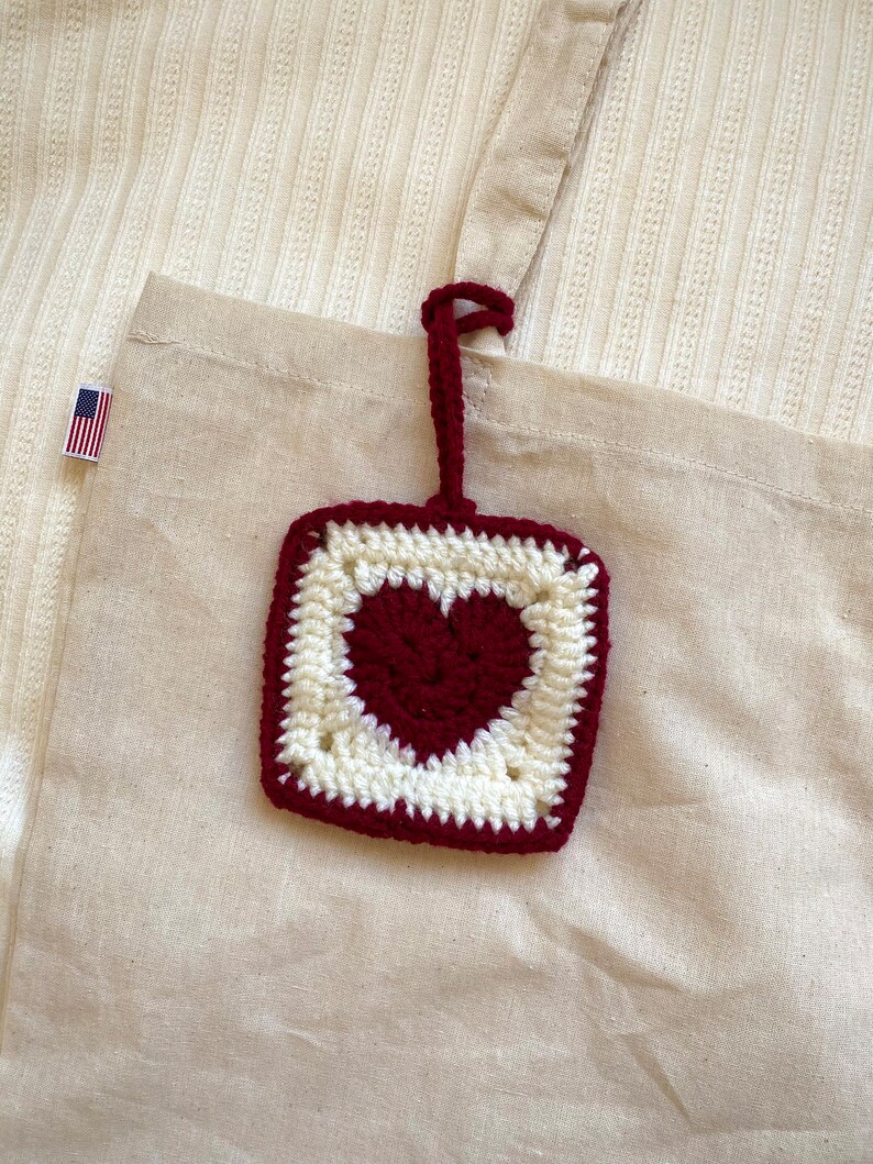 Crochet Heart Pouch Cute Granny Square Pouch for Tote Bags and Purses ...