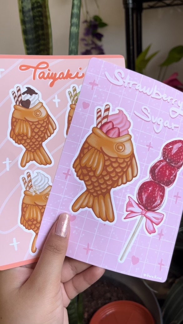Taiyaki Dessert Tanghulu Strawberries 5 X 7 Sticker Sheet Japanese ...