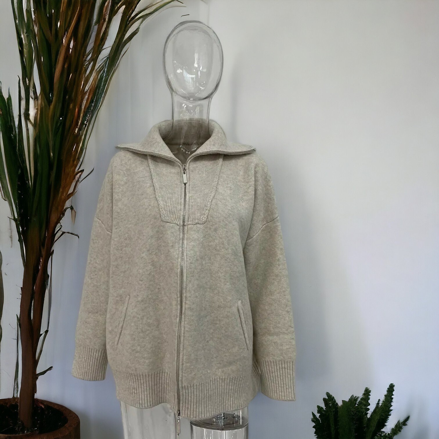 Trendy Double Zipper Cardigan, Zip up Cardigan for Women, Oversized ...