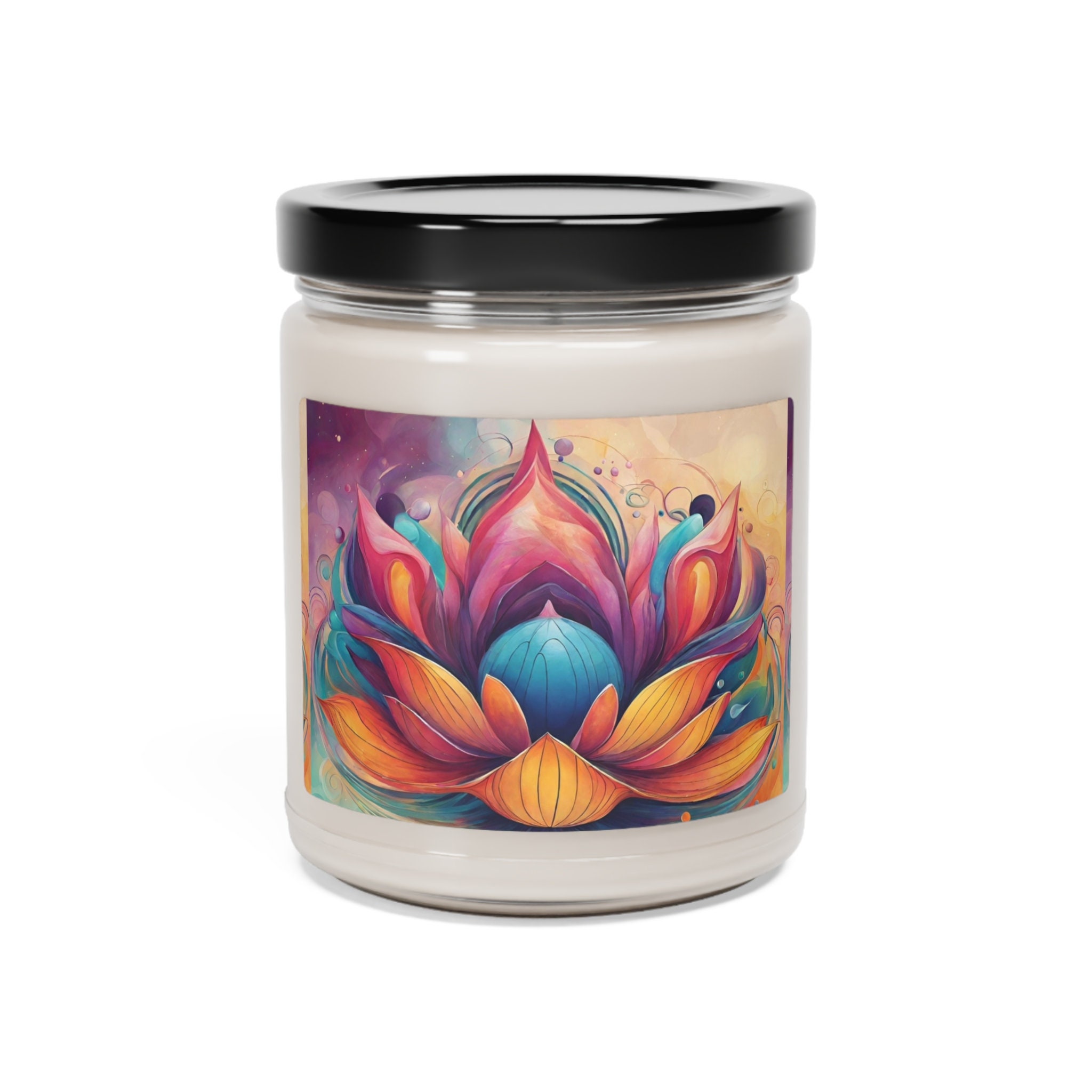 Lotus Flower Candle, Abstract Colorful Candle, Gift for Her, Mystical ...