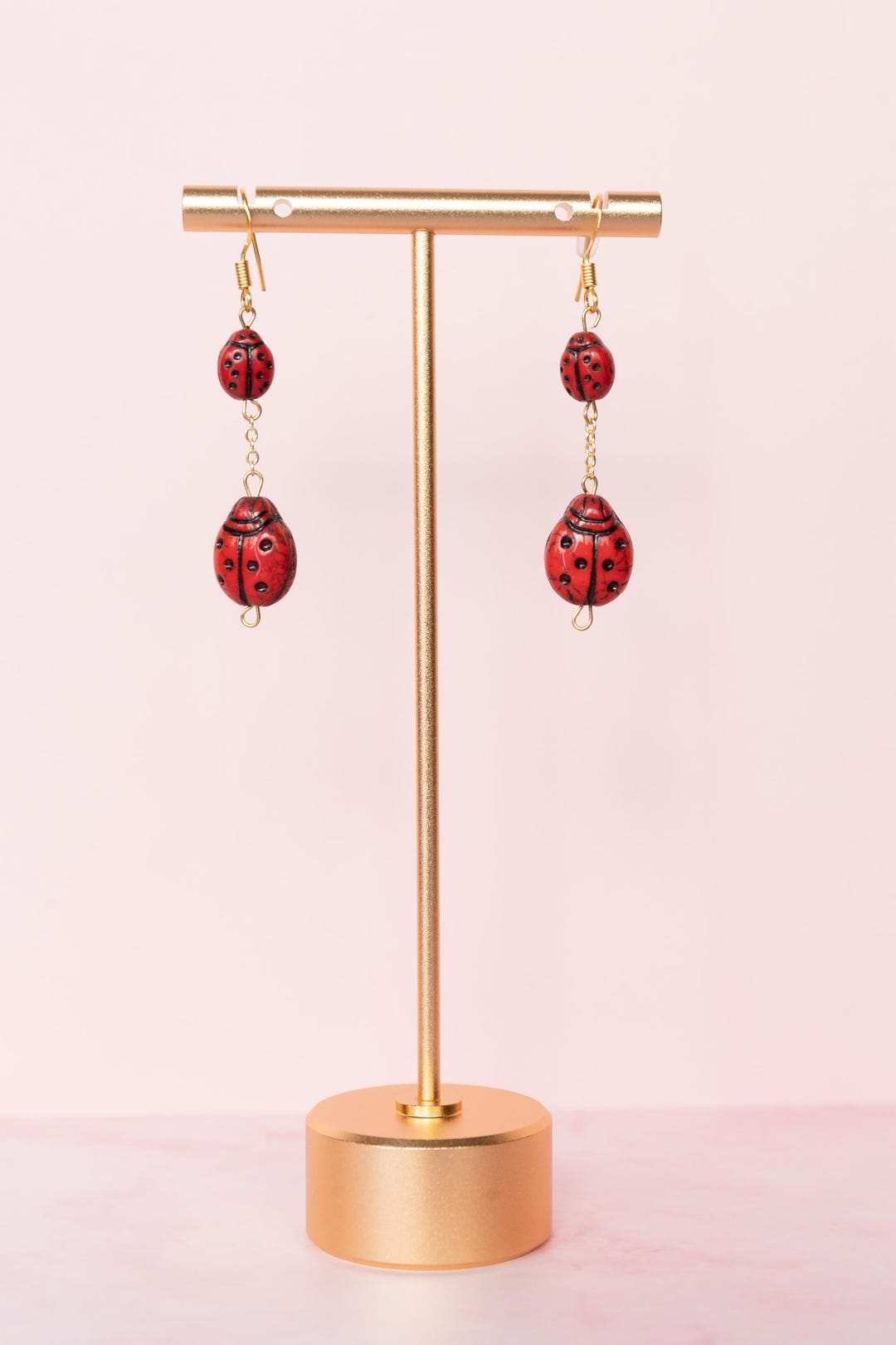 Double Ladybug Dangle Earrings - Etsy