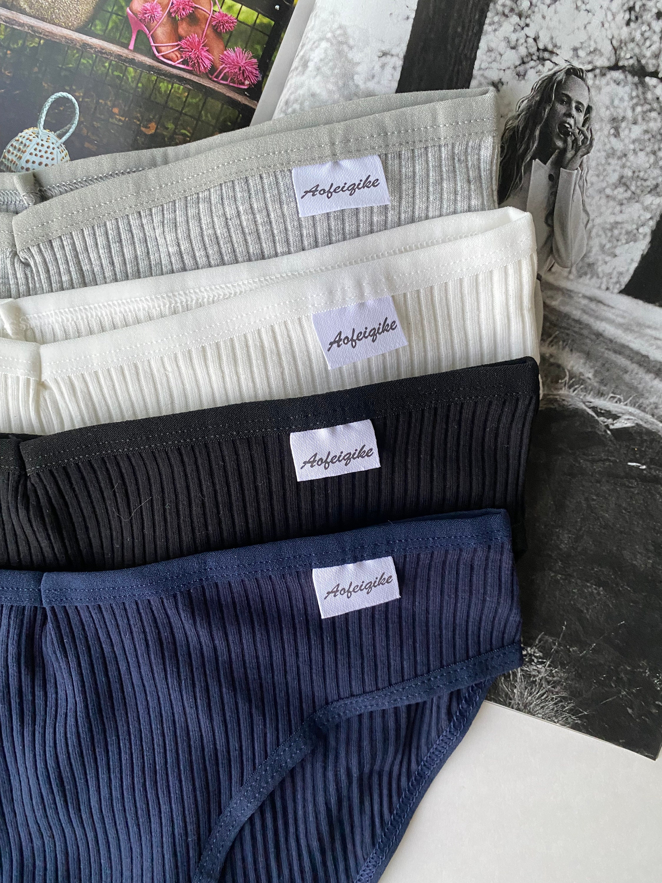 Set of 4 Pcs,solid Ribbed Briefs,daily Pants, Gift for Her,cotton ...