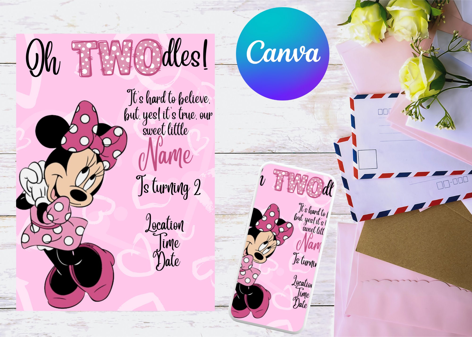 Minnie Mouse Invitation - Etsy