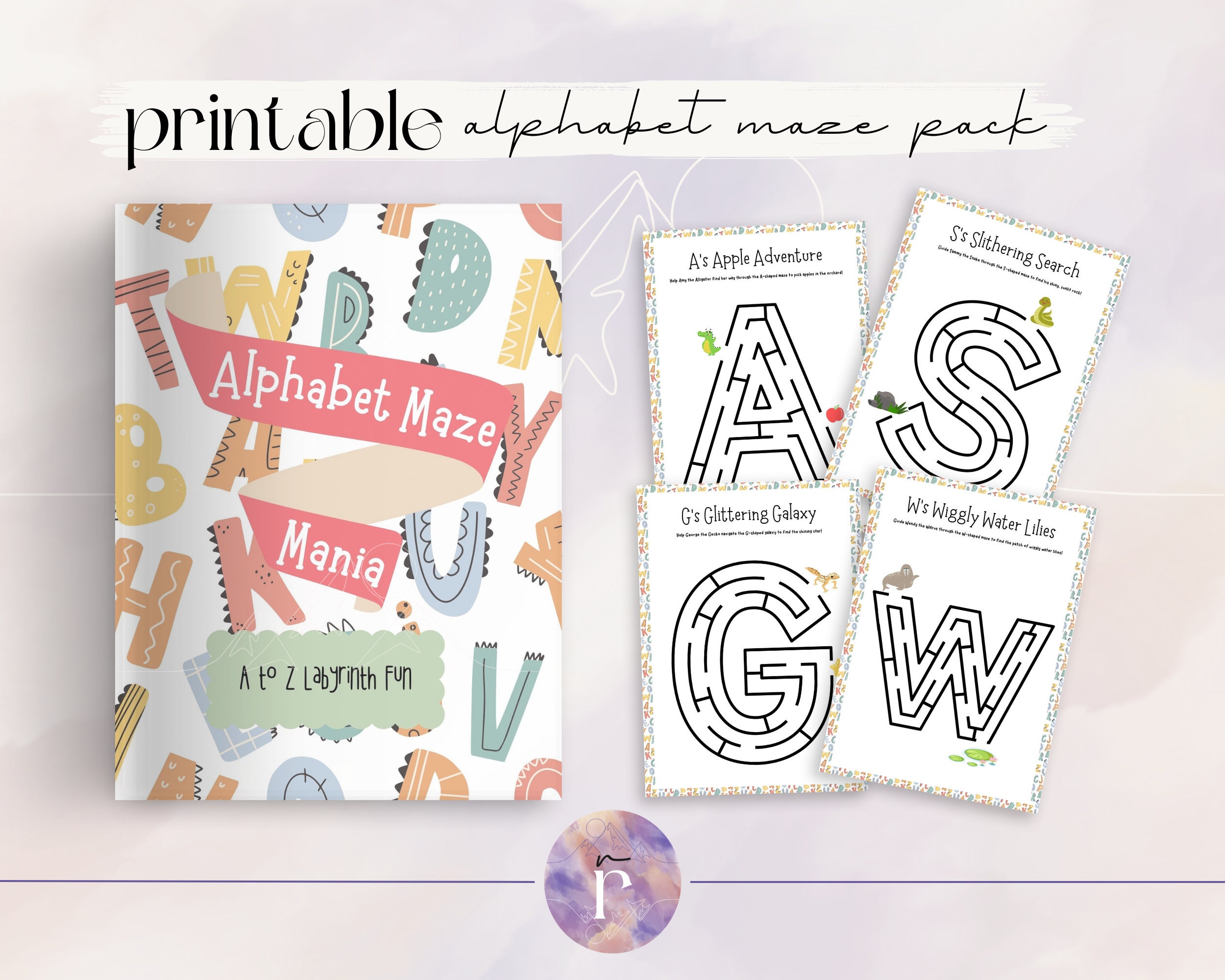 Alphabet Maze Mania Activity Pack for Kids Printable Learning Fun ...