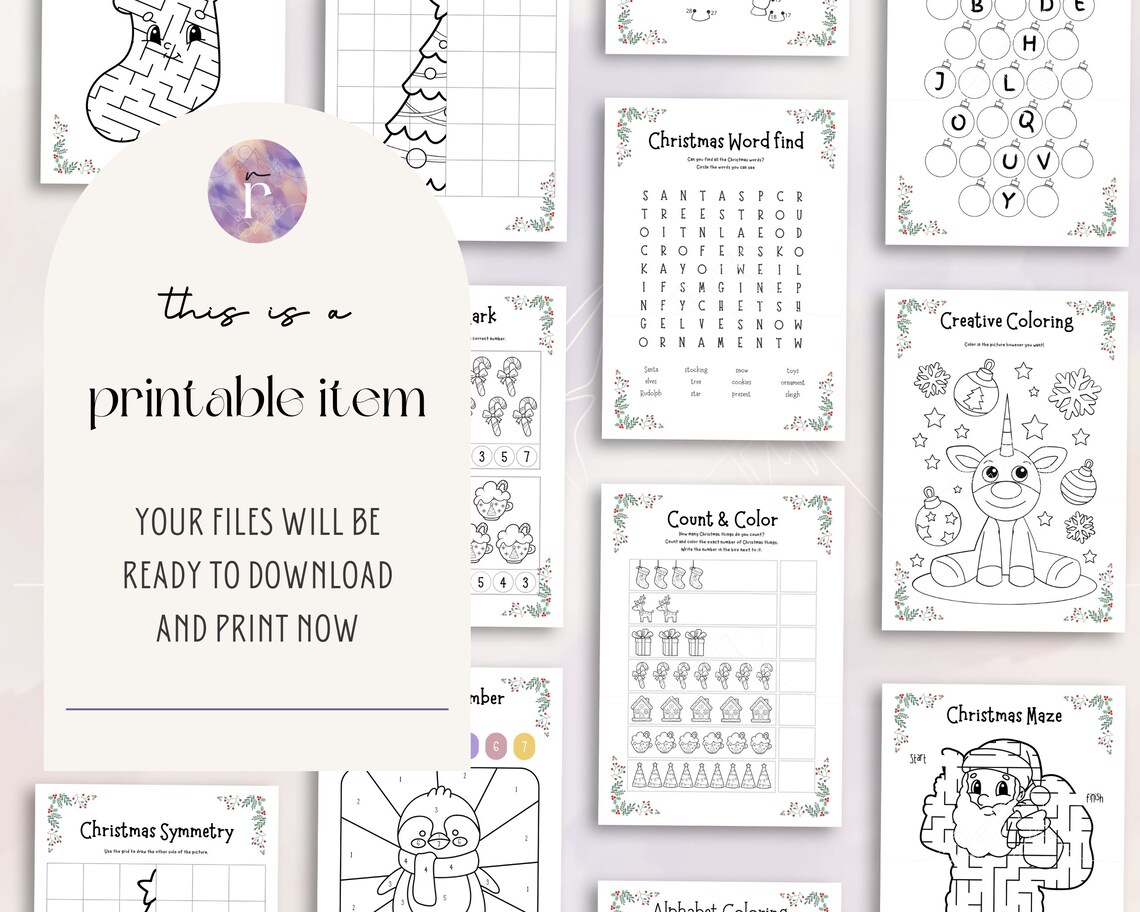 Printable Christmas Activity Pack for Kids Holiday Fun and Learning ...