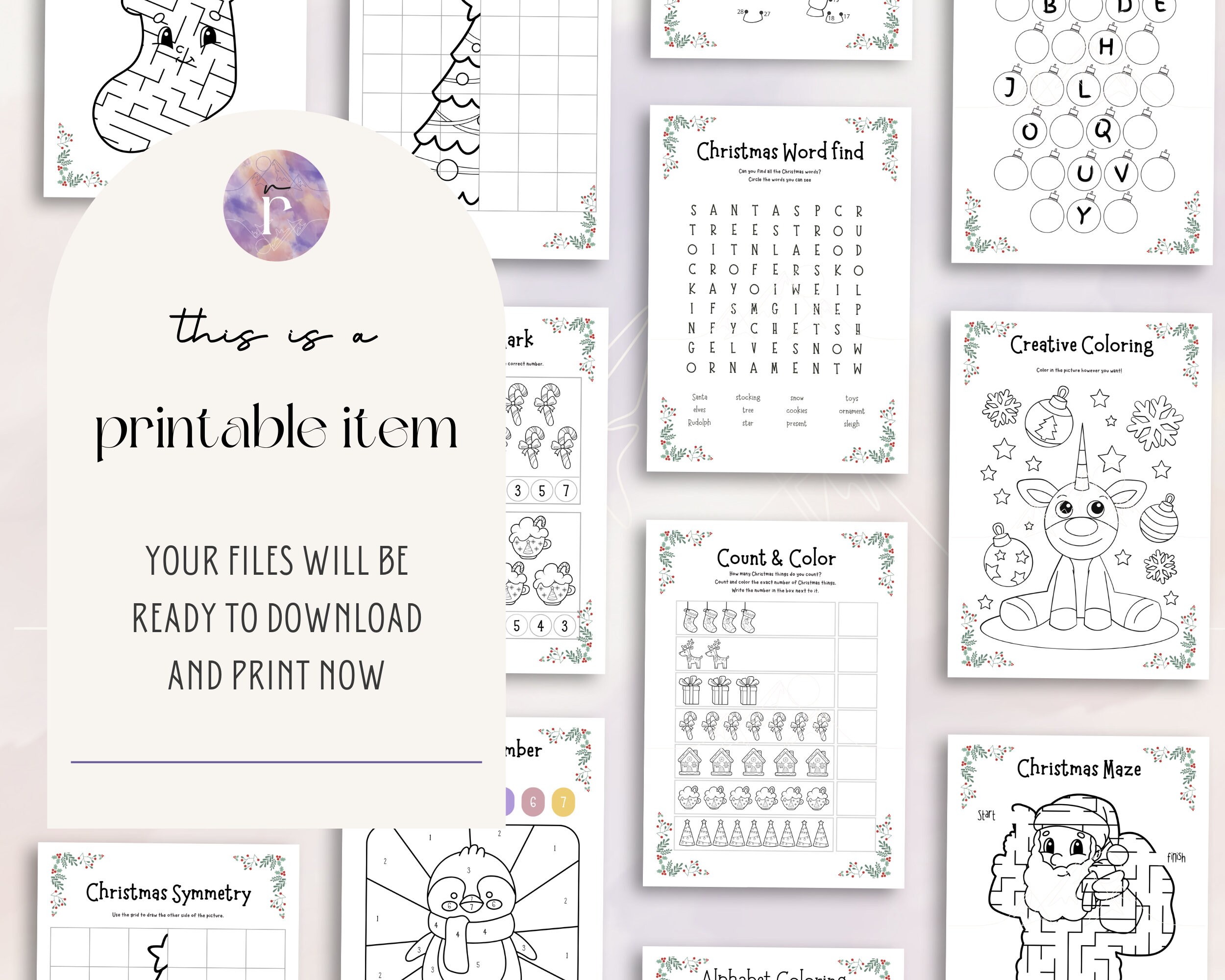 Printable Christmas Activity Pack for Kids Holiday Fun and Learning ...