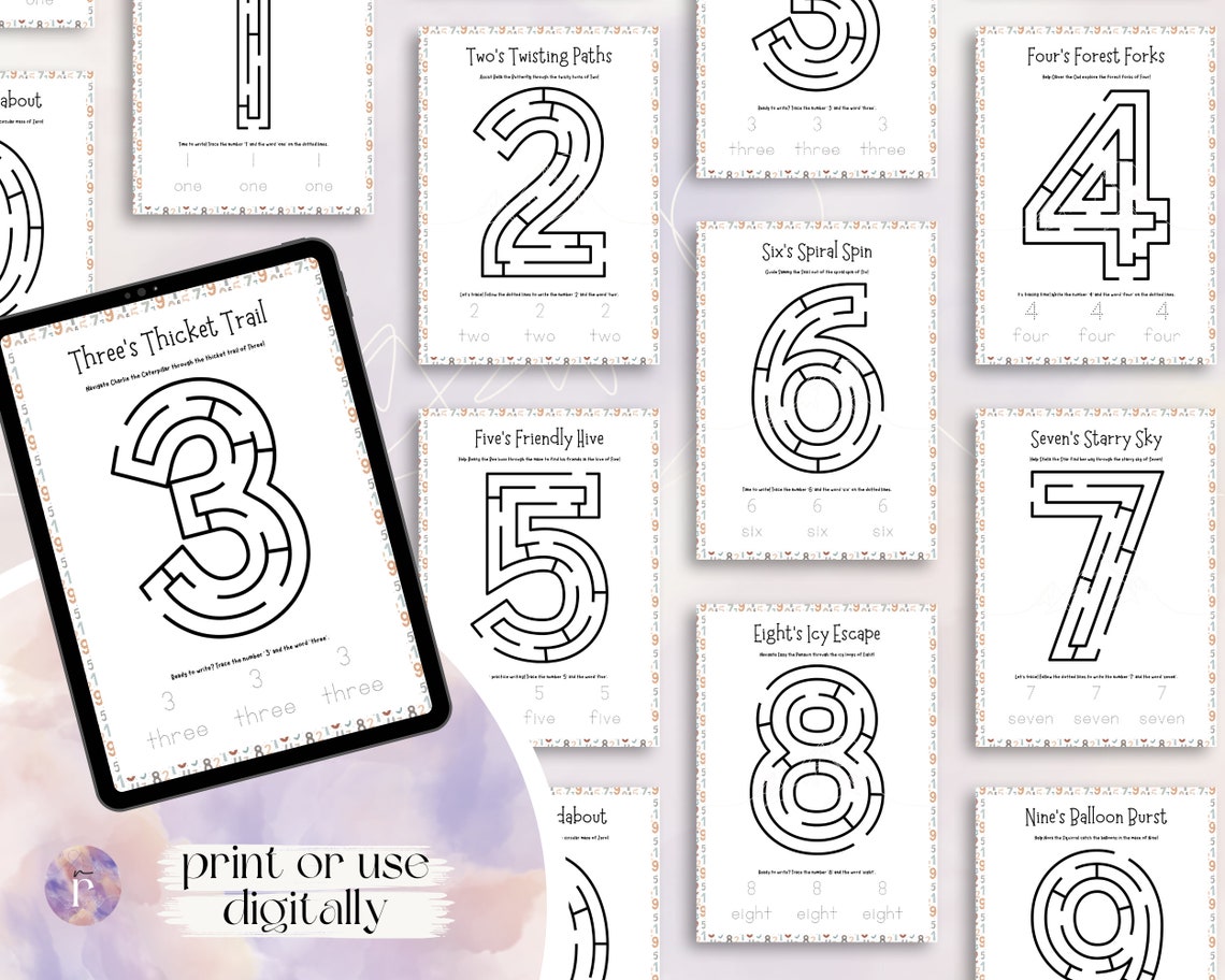 Number Maze Adventure Activity Pack for Kids Printable Math Fun Instant ...
