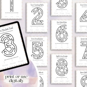Number Maze Adventure Activity Pack for Kids Printable Math Fun Instant ...