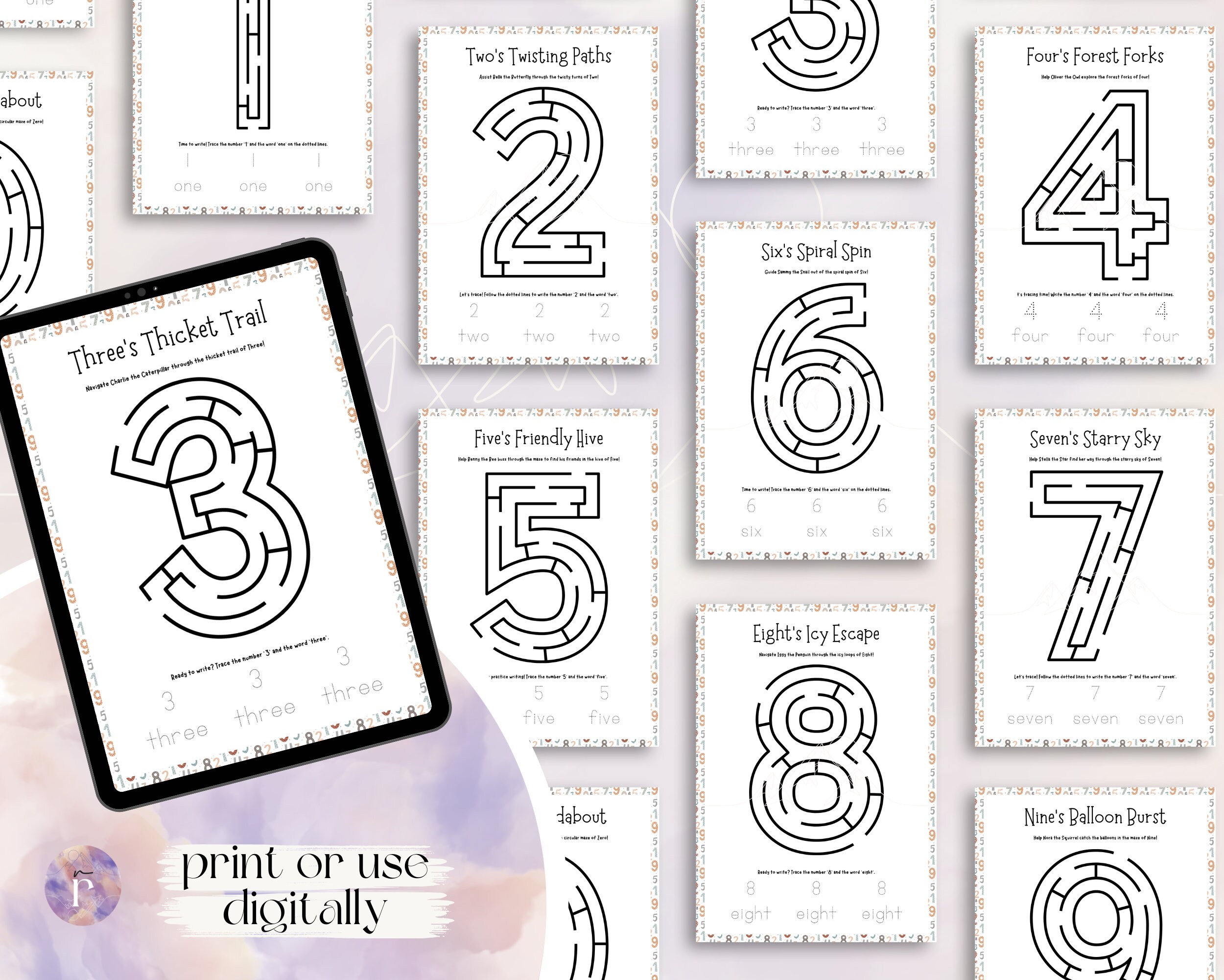 Number Maze Adventure Activity Pack for Kids Printable Math Fun Instant ...