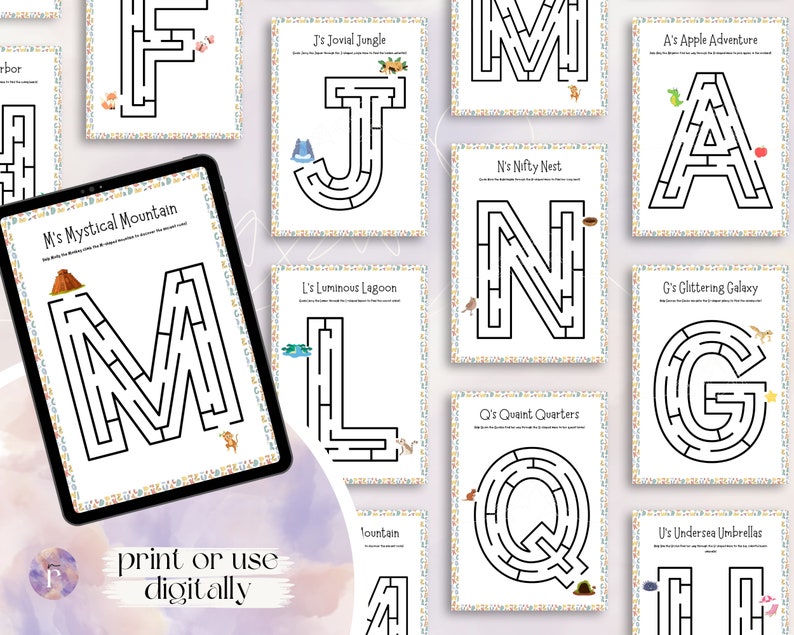 Alphabet Maze Mania Activity Pack for Kids Printable Learning Fun ...