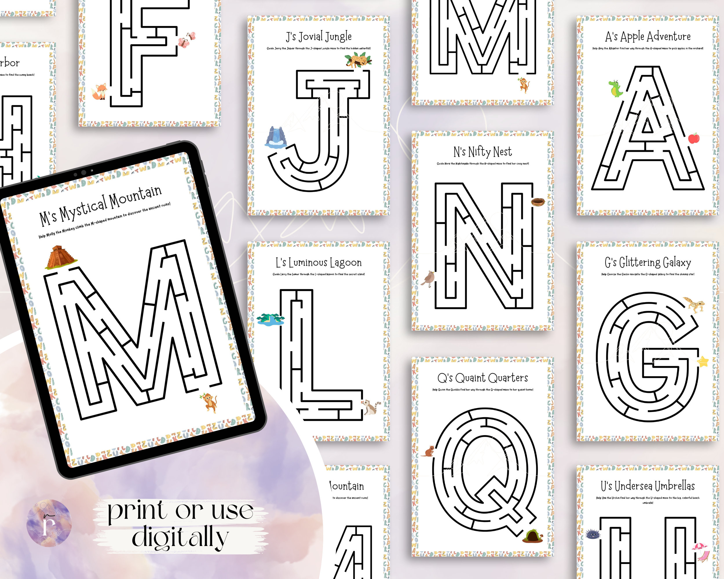 Alphabet Maze Mania Activity Pack for Kids Printable Learning Fun ...