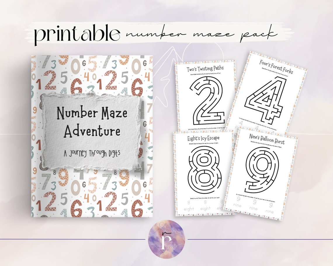 Number Maze Adventure Activity Pack for Kids Printable Math Fun Instant ...