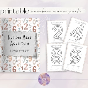 Number Maze Adventure Activity Pack for Kids Printable Math Fun Instant ...