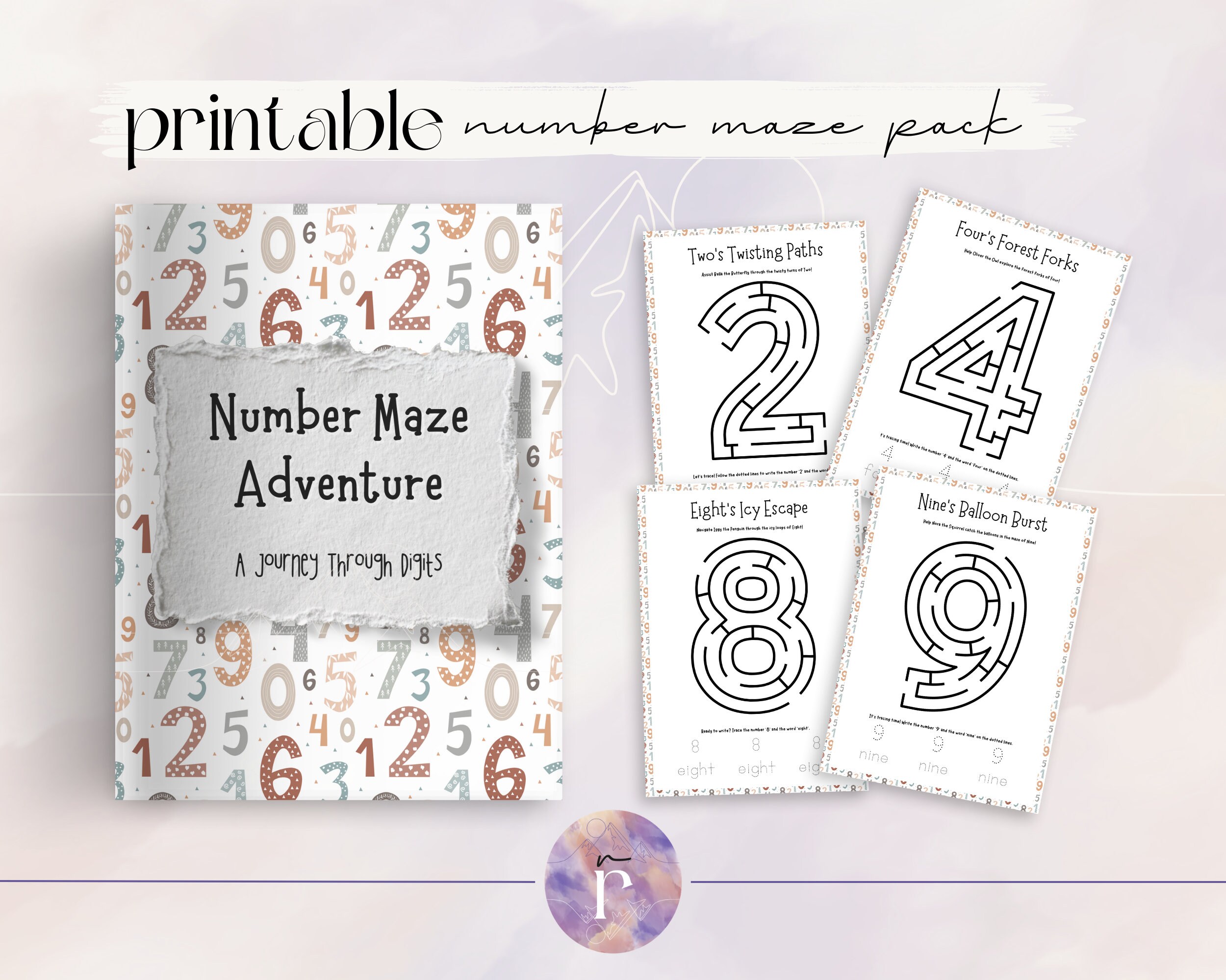 Number Maze Adventure Activity Pack for Kids Printable Math Fun Instant ...
