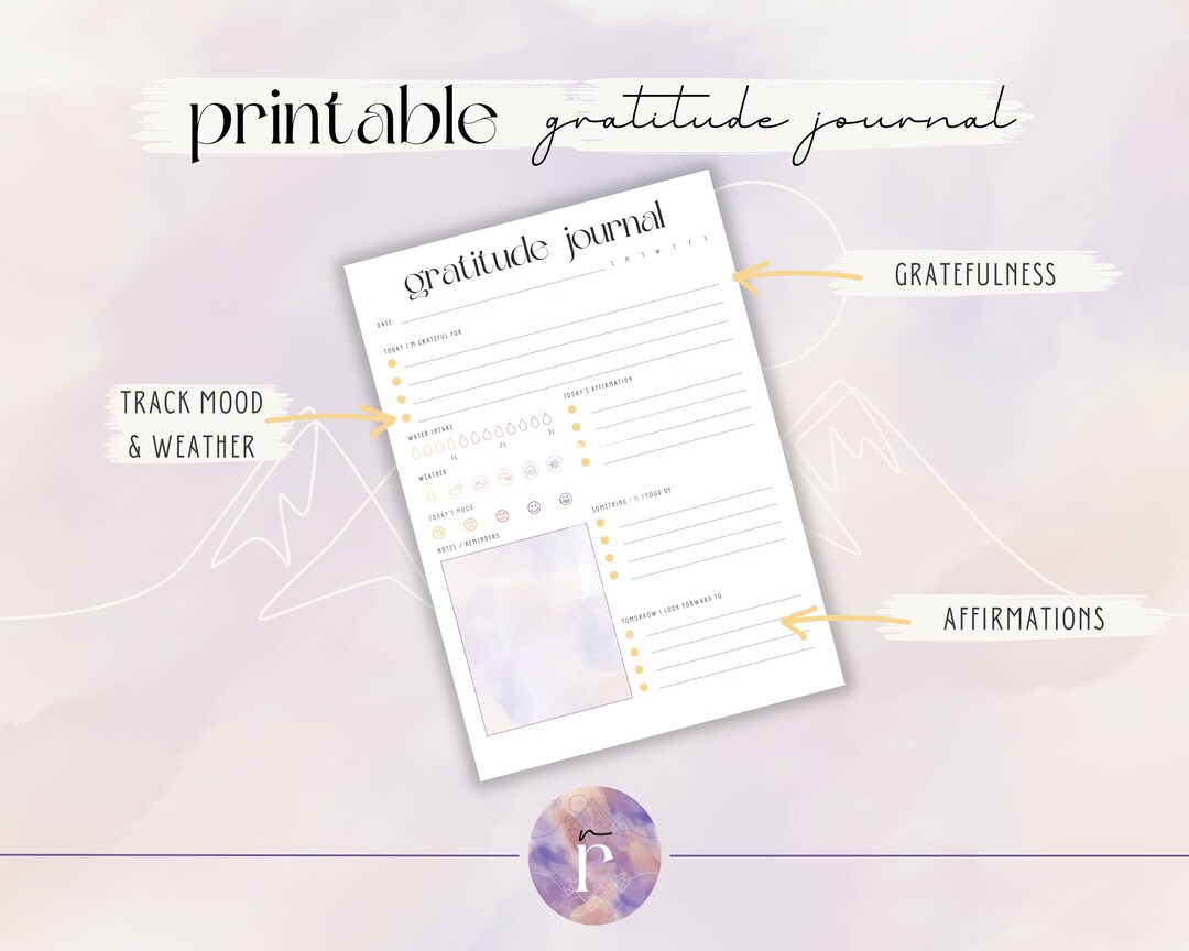 Printable Journal Page - Gratitude Journal - Instant Digital Download ...