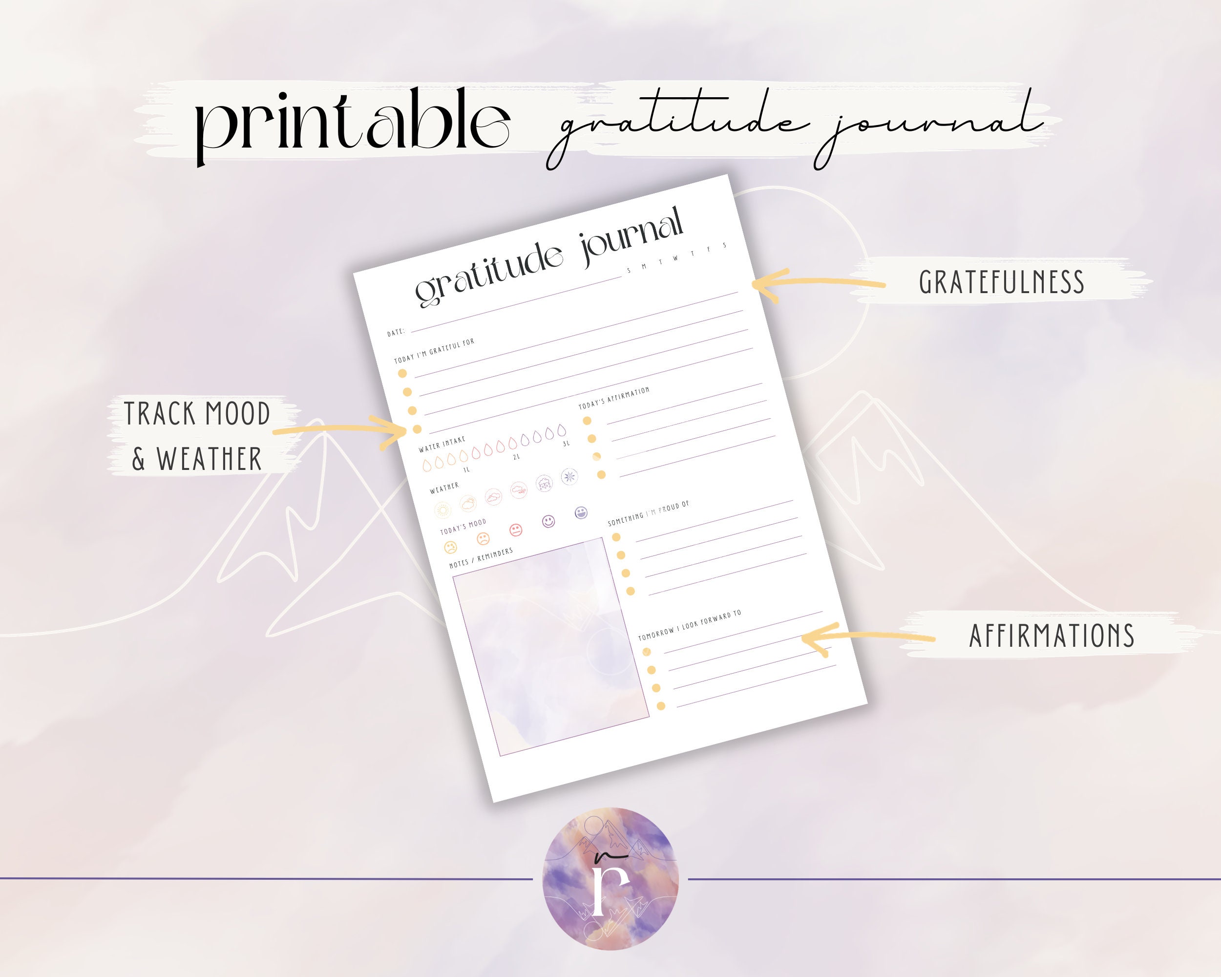 Printable Journal Page - Gratitude Journal - Instant Digital Download ...
