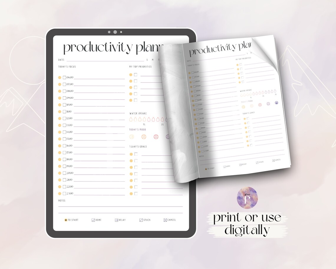 Printable Journal Page - Productivity Planner - Instant Digital ...