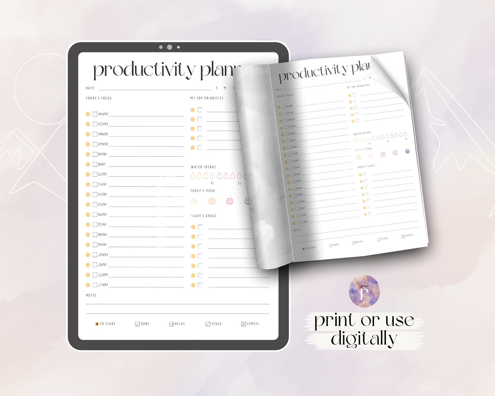 Printable Journal Page - Productivity Planner - Instant Digital ...