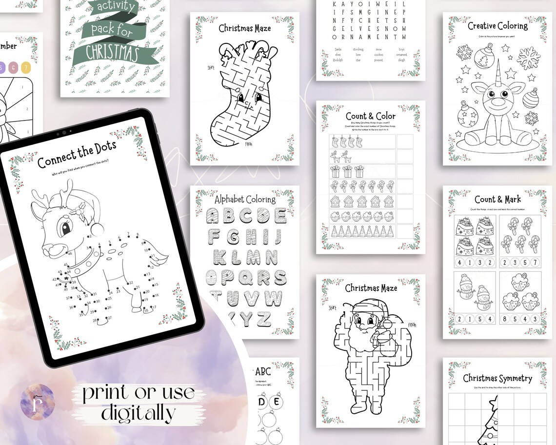 Printable Christmas Activity Pack for Kids Holiday Fun and Learning ...