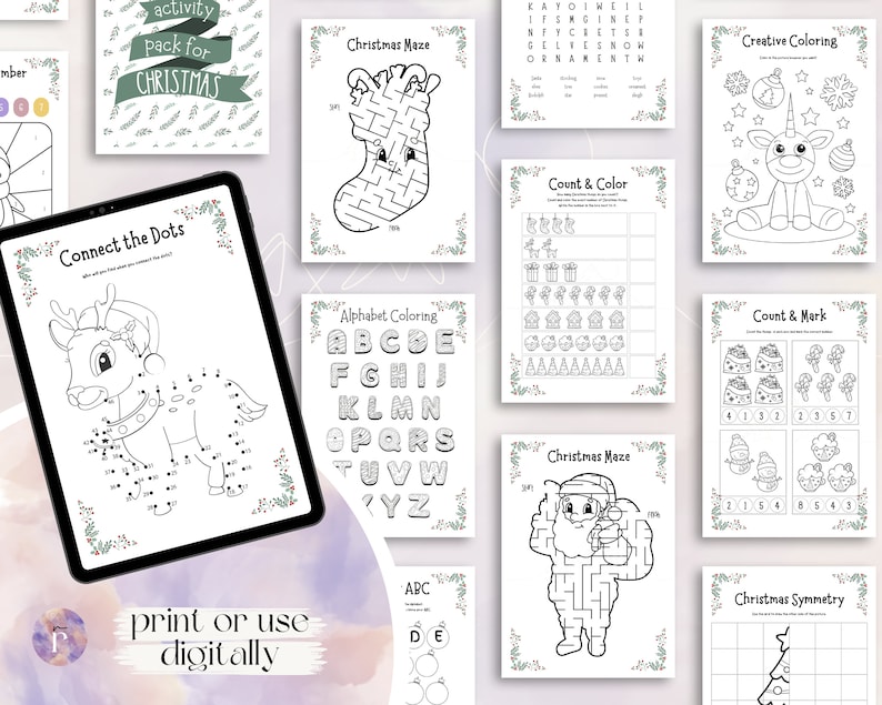 Printable Christmas Activity Pack for Kids Holiday Fun and Learning ...