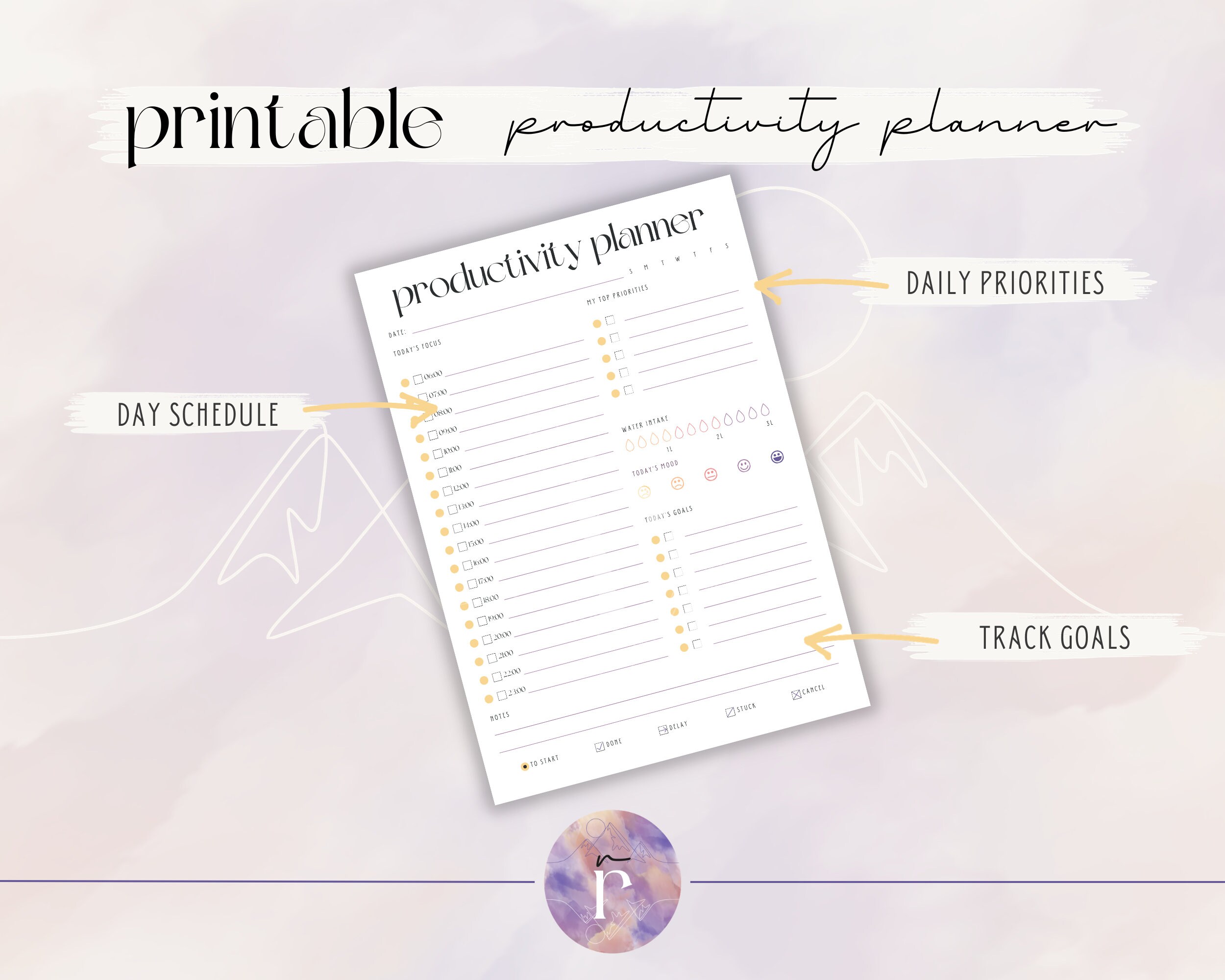 Printable Journal Page - Productivity Planner - Instant Digital ...