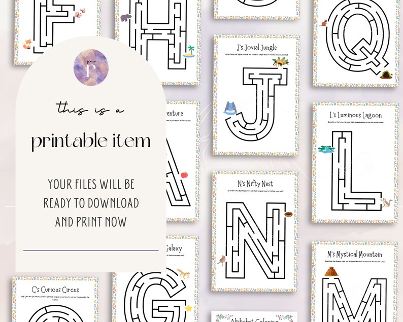 Alphabet Maze Mania Activity Pack for Kids Printable Learning Fun ...