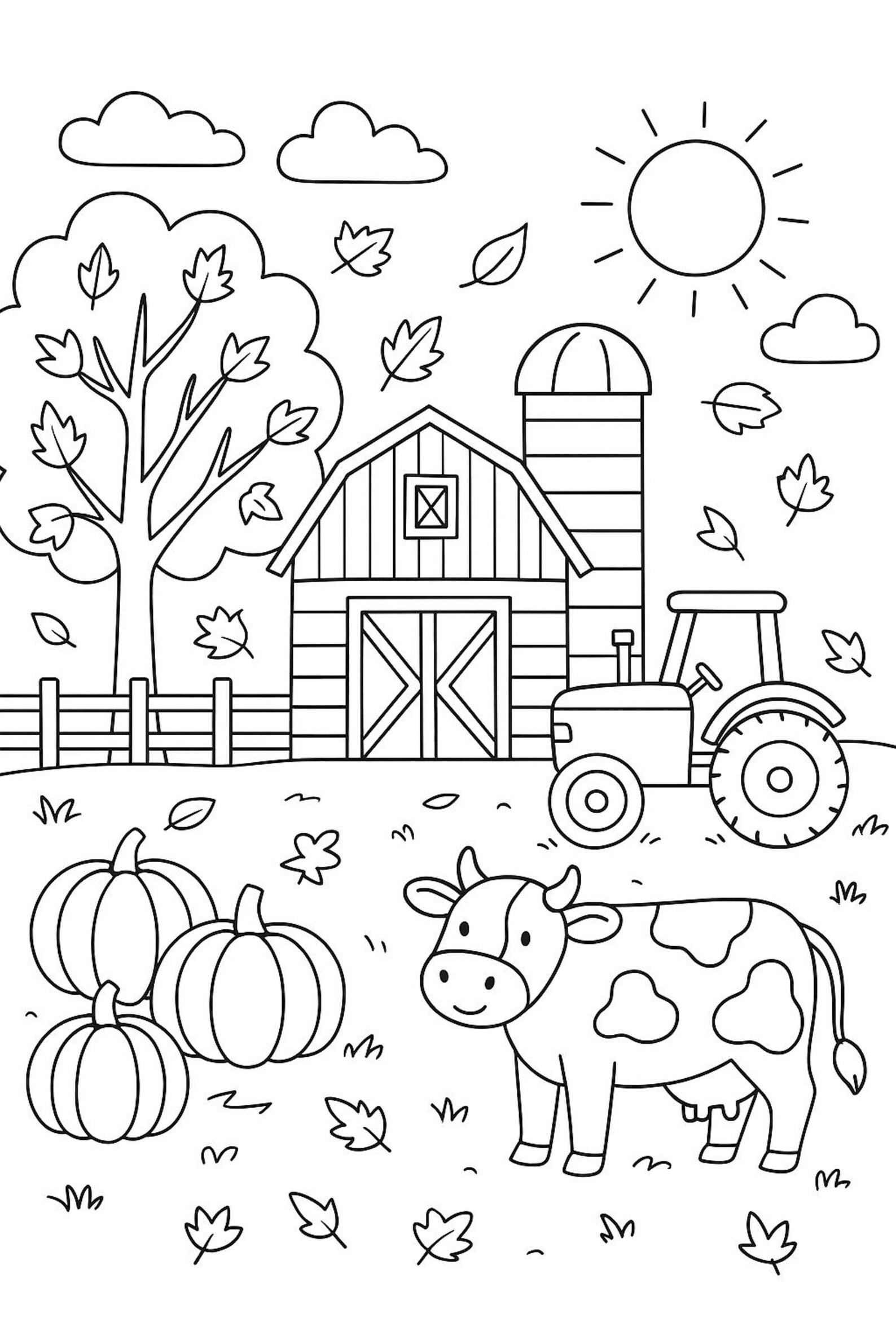 Farm Scene Coloring Pages - Etsy