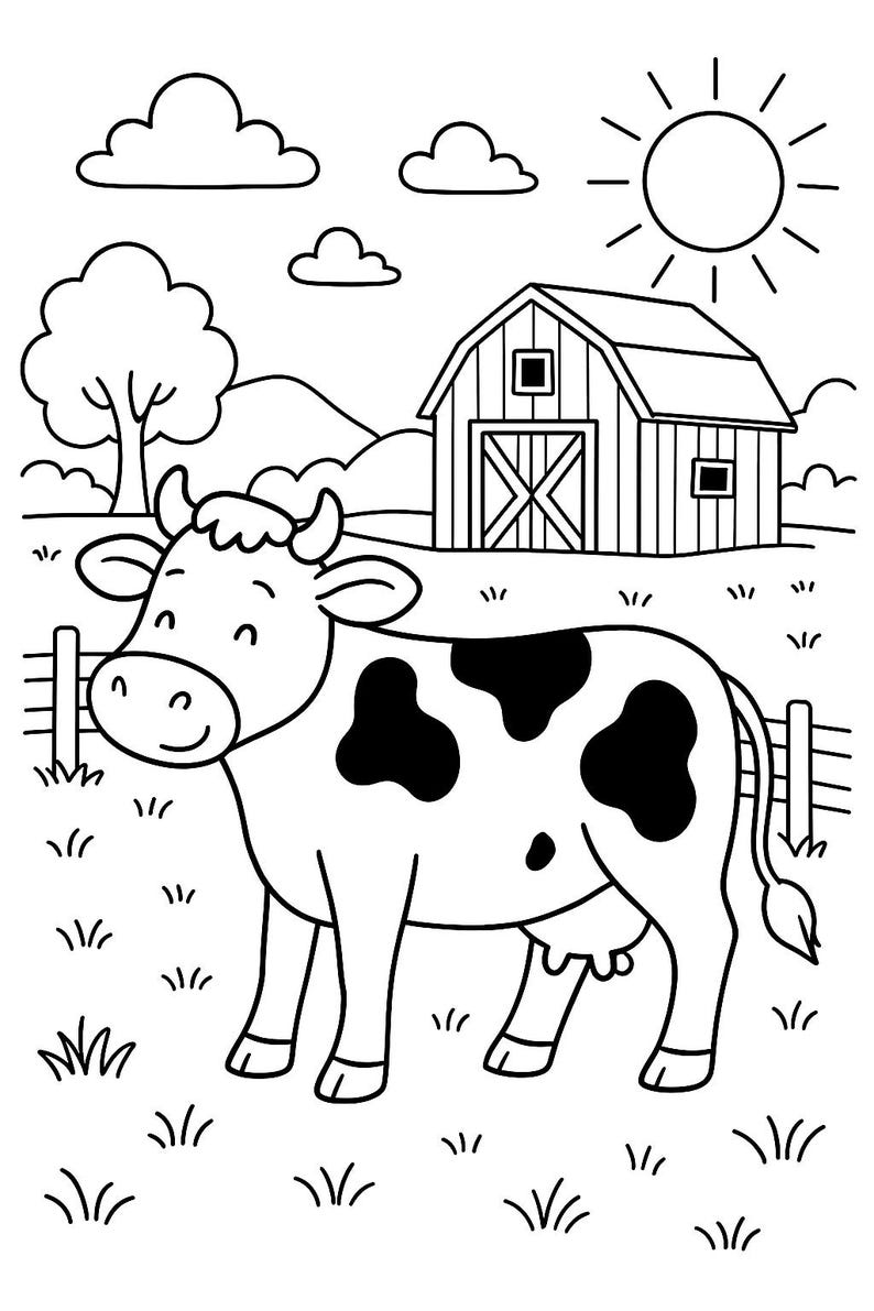 Farm Scene Coloring Pages - Etsy