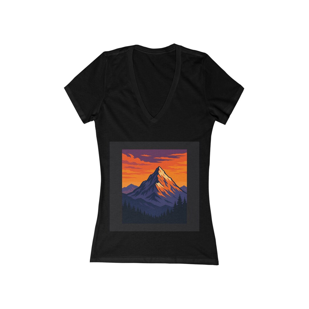 Majestic Mountain Sunset Landscape Tee | Women's V-neck - Etsy