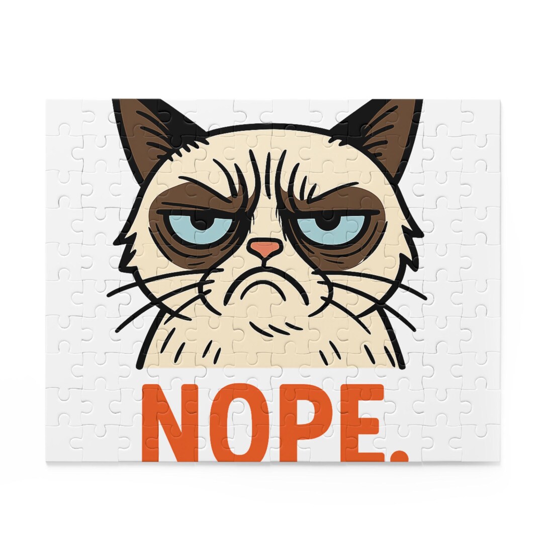 Cat Memes & Moods Puzzle (120, 252, 500-piece) - Grumpy Cat Face Sketch ...