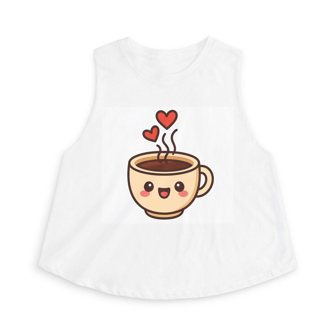 Fun & Kawaii Stickers Women's Crop Top - Kawaii Happy Coffee Cup With ...