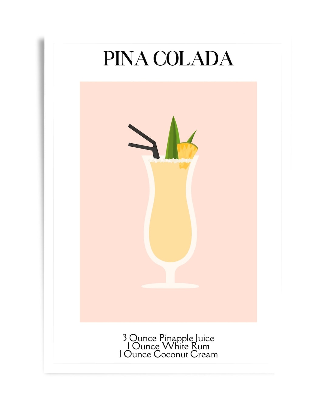 Pina Colada Cocktail Wall Art Bar Cart Poster - Etsy