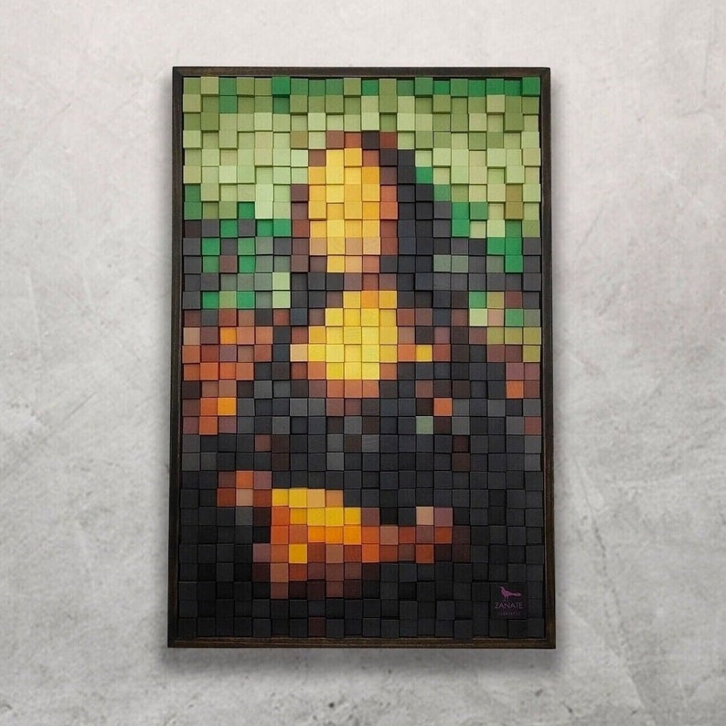 Mona Lisa Wood Mosaic, Wood Art, Wood Wall Art, Entryway Wall Art ...