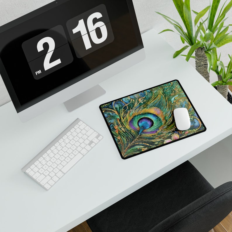 Peacock Feather Peacock Eye Design 007 Desk Mats - Etsy