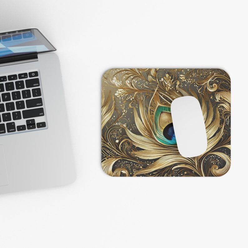 Peacock Feather Peacock Eye Design 008 9"x8" Mouse Pad - Etsy