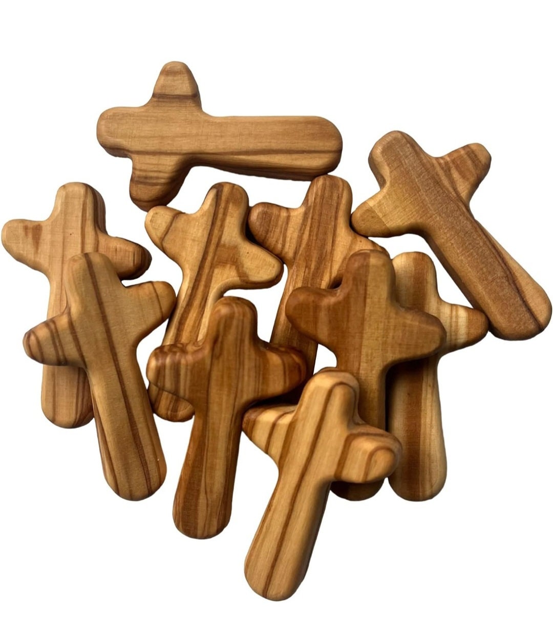Hand Carved Olive Wood Prayer Cross - Etsy