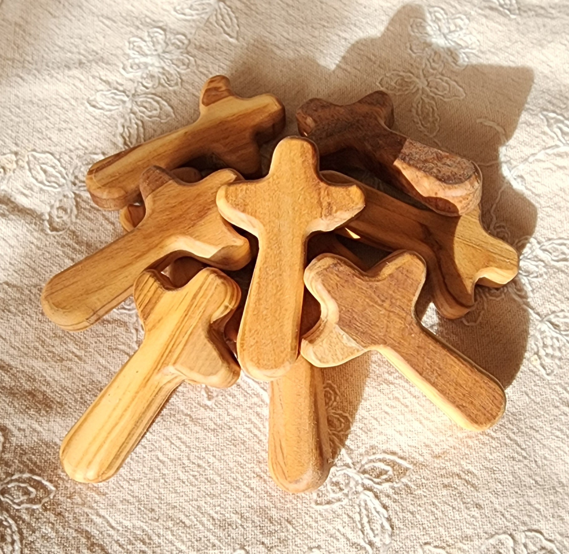 Hand Carved Olive Wood Prayer Cross - Etsy