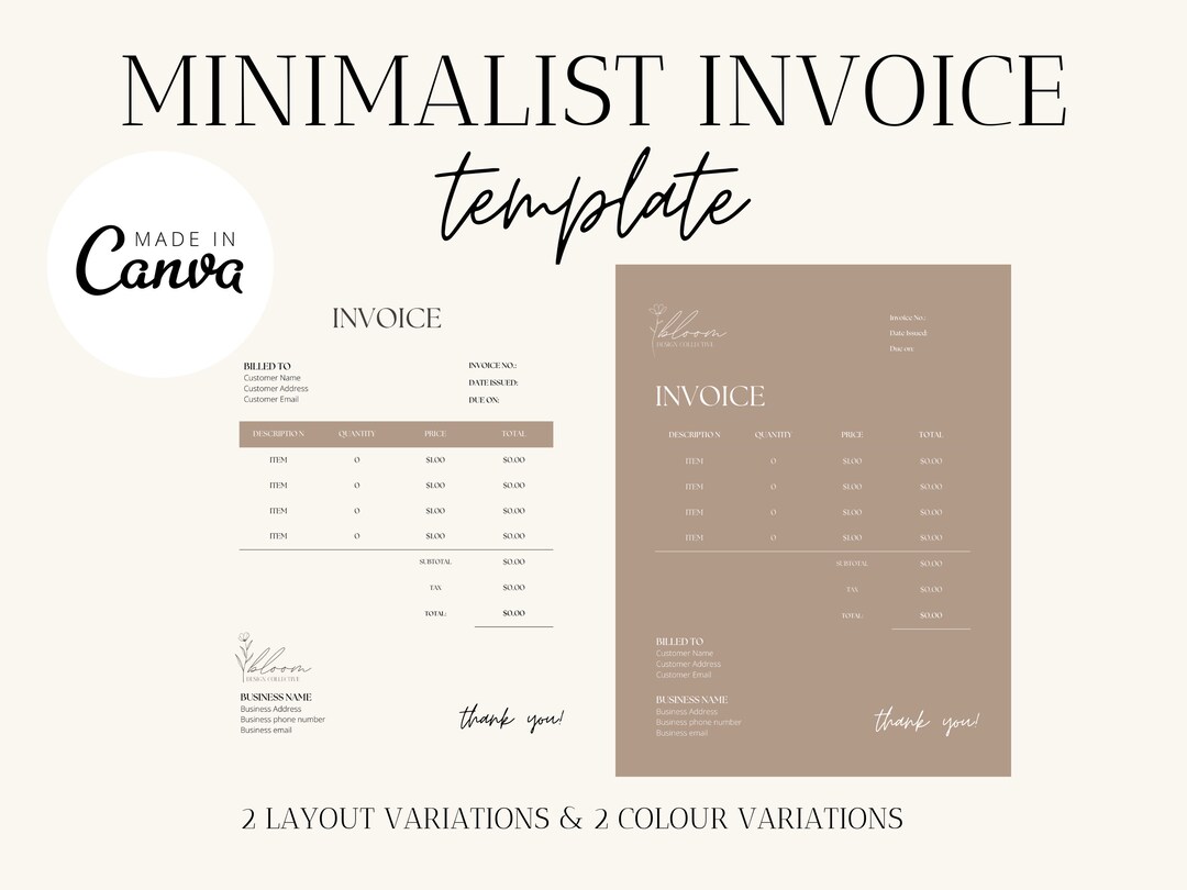 Neutral Minimalist Invoice Template | Business Invoice | Canva Template ...