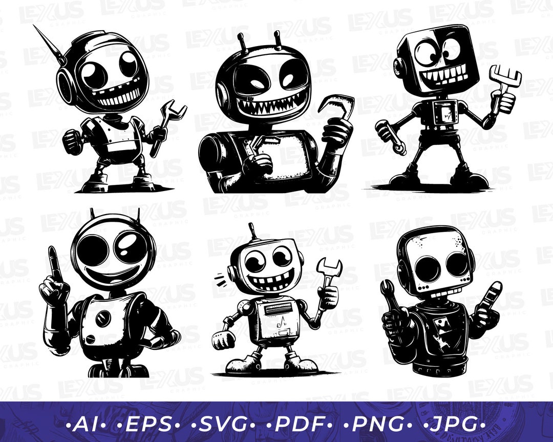 Robot SVG Boy, Silhouette Robot Kids Shirt, Robot SVG Bundle, Cute ...