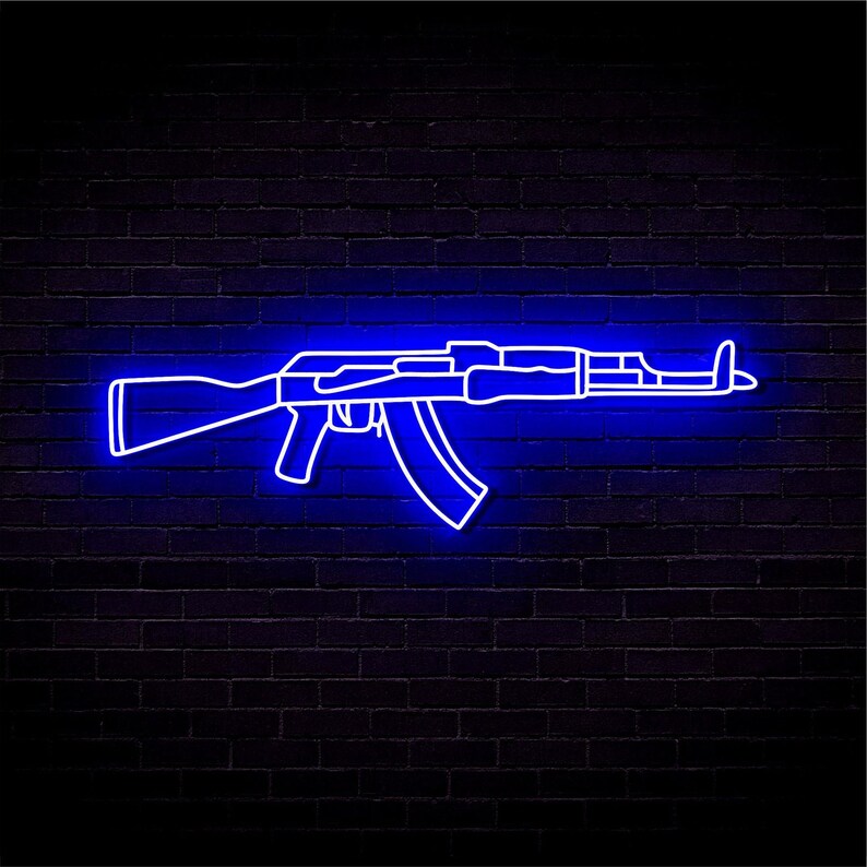 AK V3 Neon Sign LED Neon Sign Gun LED Sign Gaming Room Decor Guns Neon ...