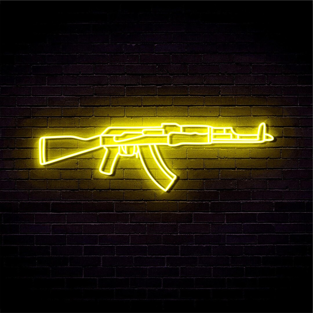 AK V3 Neon Sign LED Neon Sign Gun LED Sign Gaming Room Decor Guns Neon ...