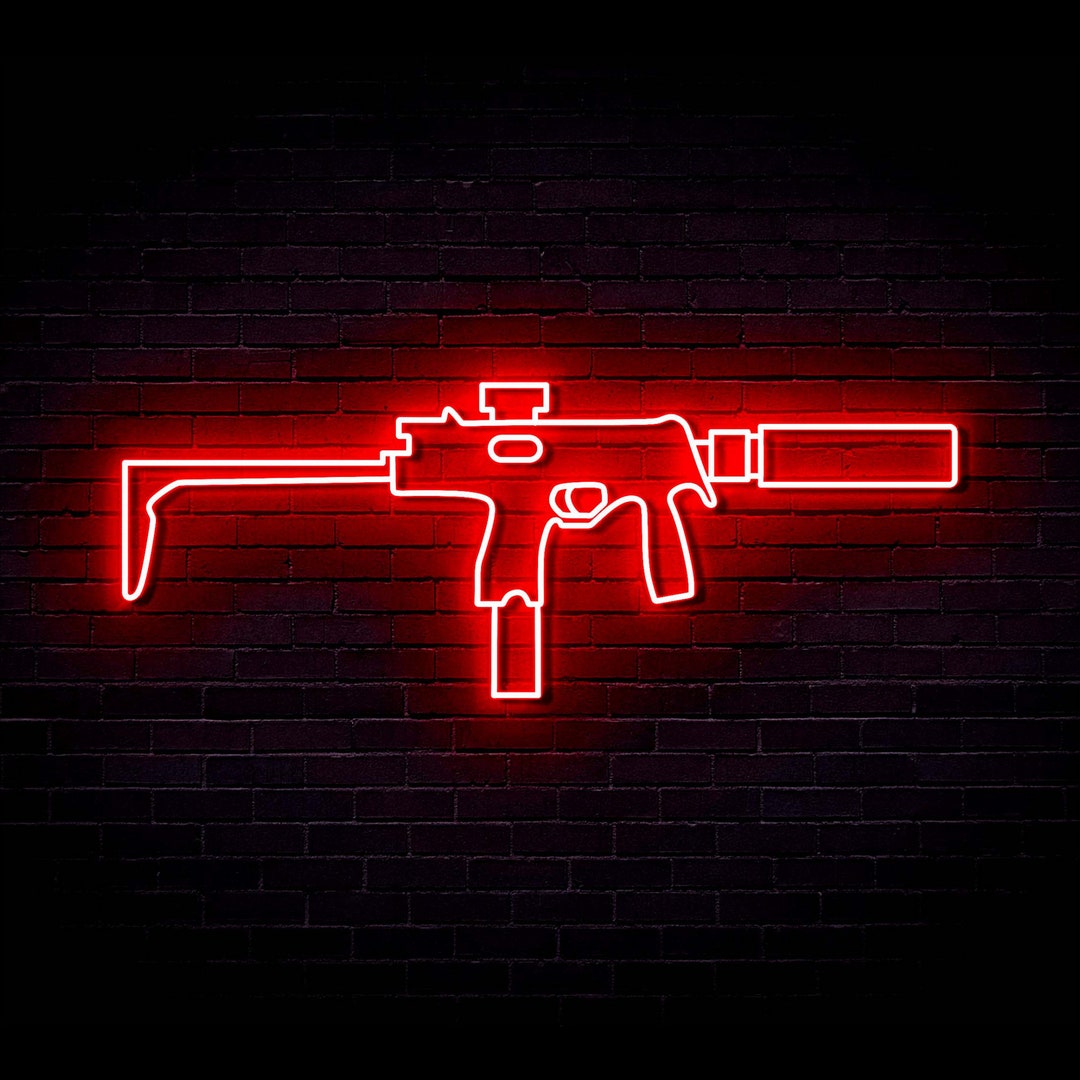 MP9 Neon Sign LED Neon Sign Gun LED Sign Gaming Room Decor Guns Neon ...