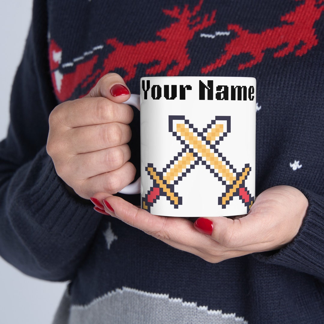 Personalized Name Video Game Themed Mug, Pixelated Theme Ceramic Mug ...