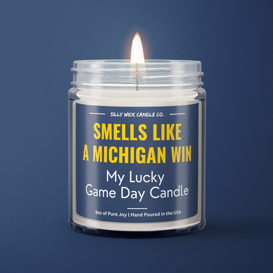 Smells Like A Michigan Win Candle | Football Gift Michigan Wolverines ...