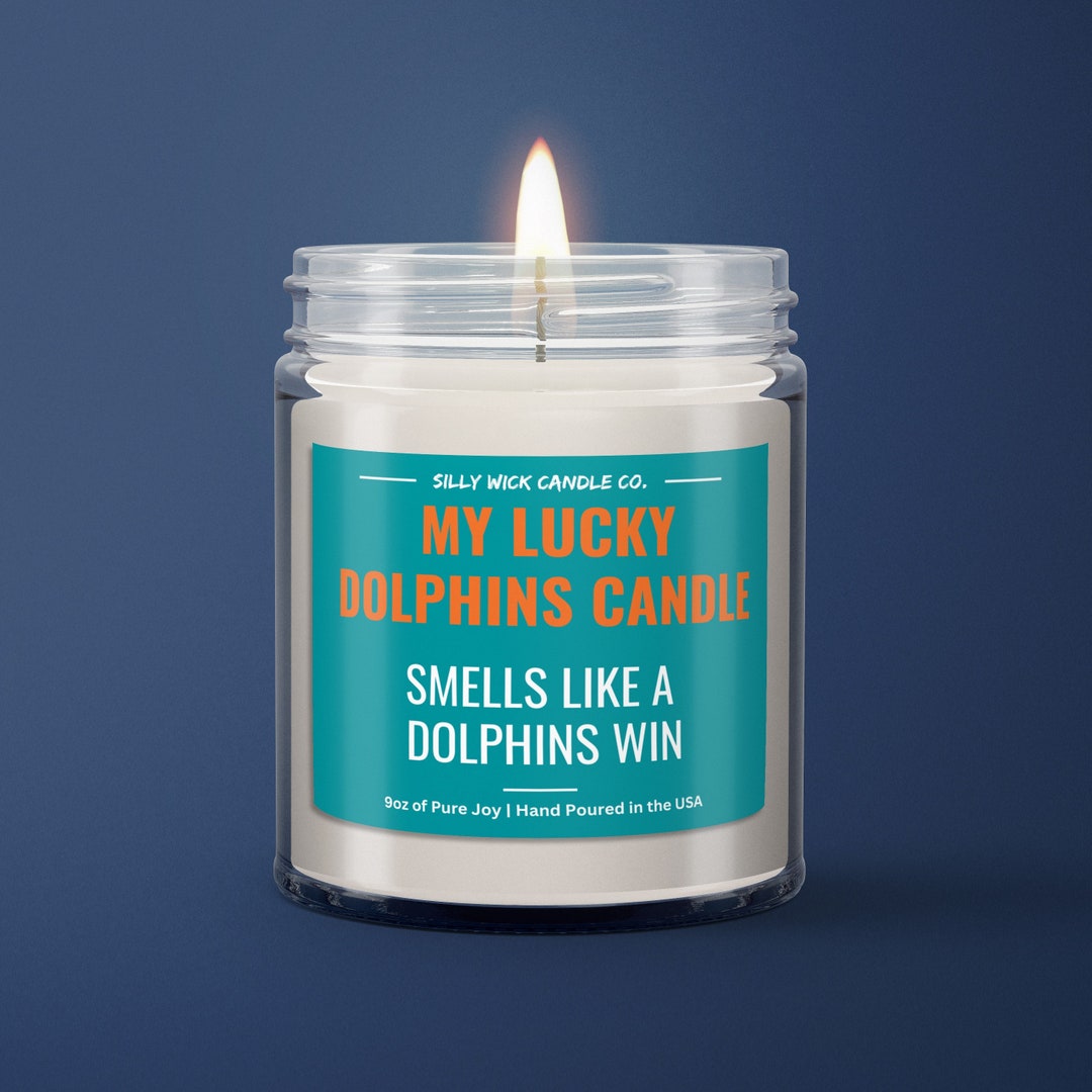 My Lucky Dolphins Win Candle | Miami Football Decor | Football Candle ...