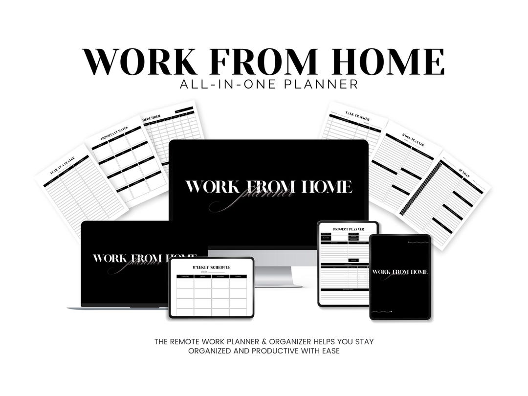 Work From Home Planner PDF Daily Weekly Monthly Undated Productivity ...