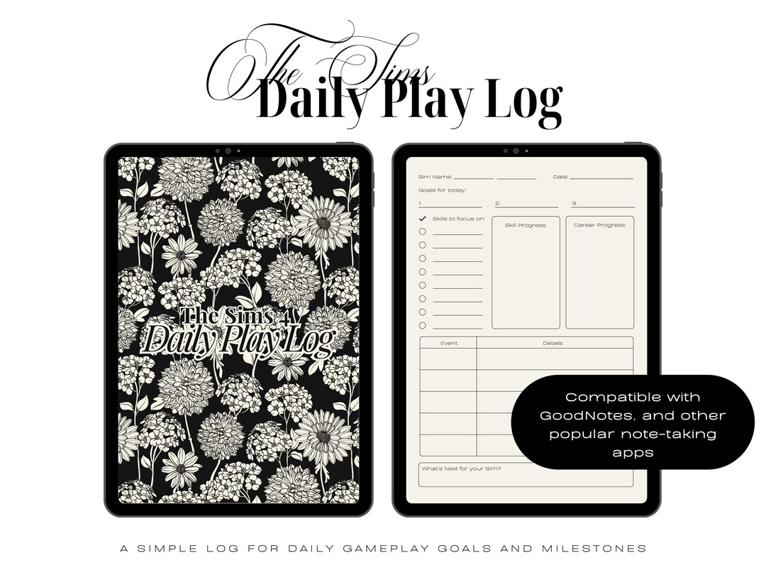 Sims 4 Planner Daily Play Log Digital Planner for Achievements Goals ...